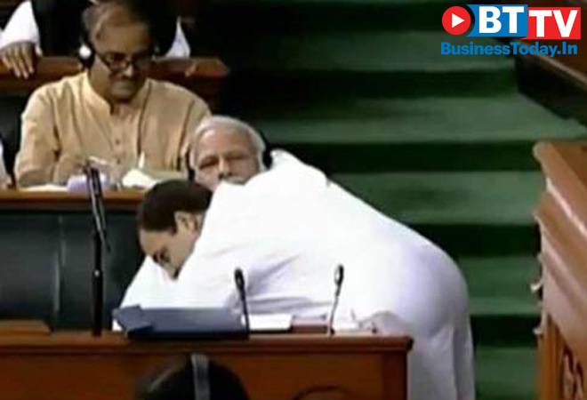 Video: Rahul Gandhi ends Parliament speech with a hug to PM Narendra ...