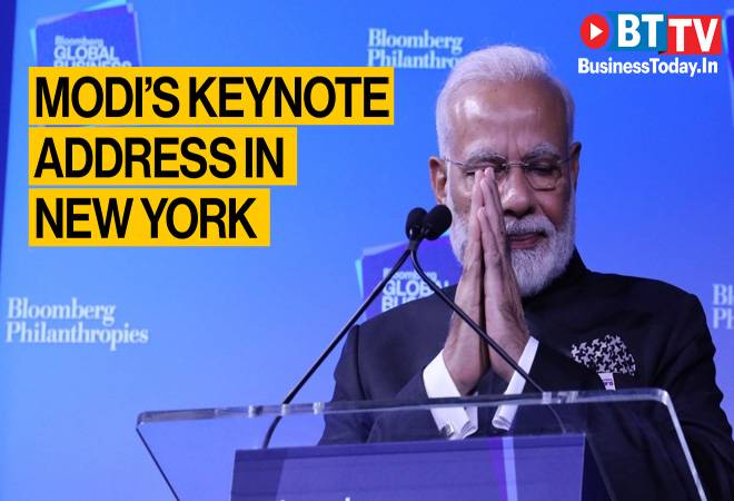 Modi addresses CEOs in New York at Bloomberg Business Forum