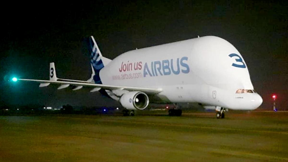 World's Largest Cargo Plane - Airbus Beluga At Hyderabad Airport