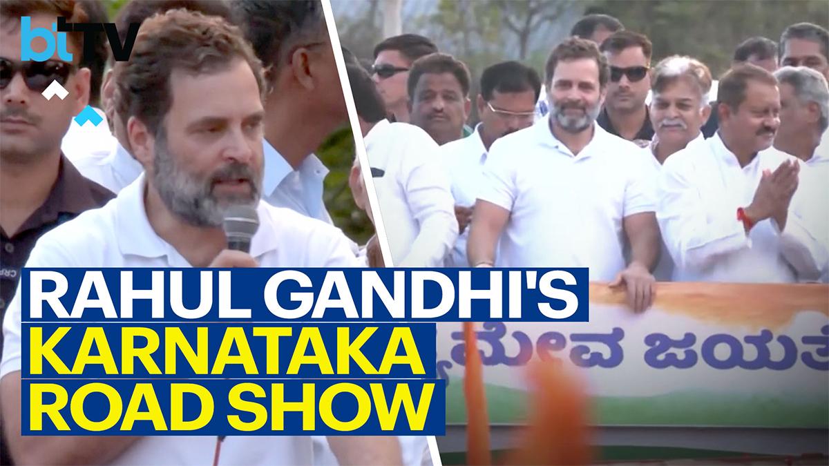 Massive Crowds Join Rahul Gandhi On His Road Show In Karnataka's Vijayapura
