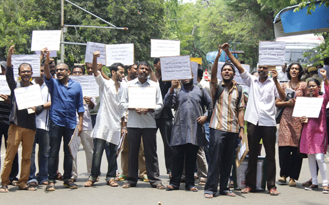 Protest at IIT-M campus against derecognition - India Today