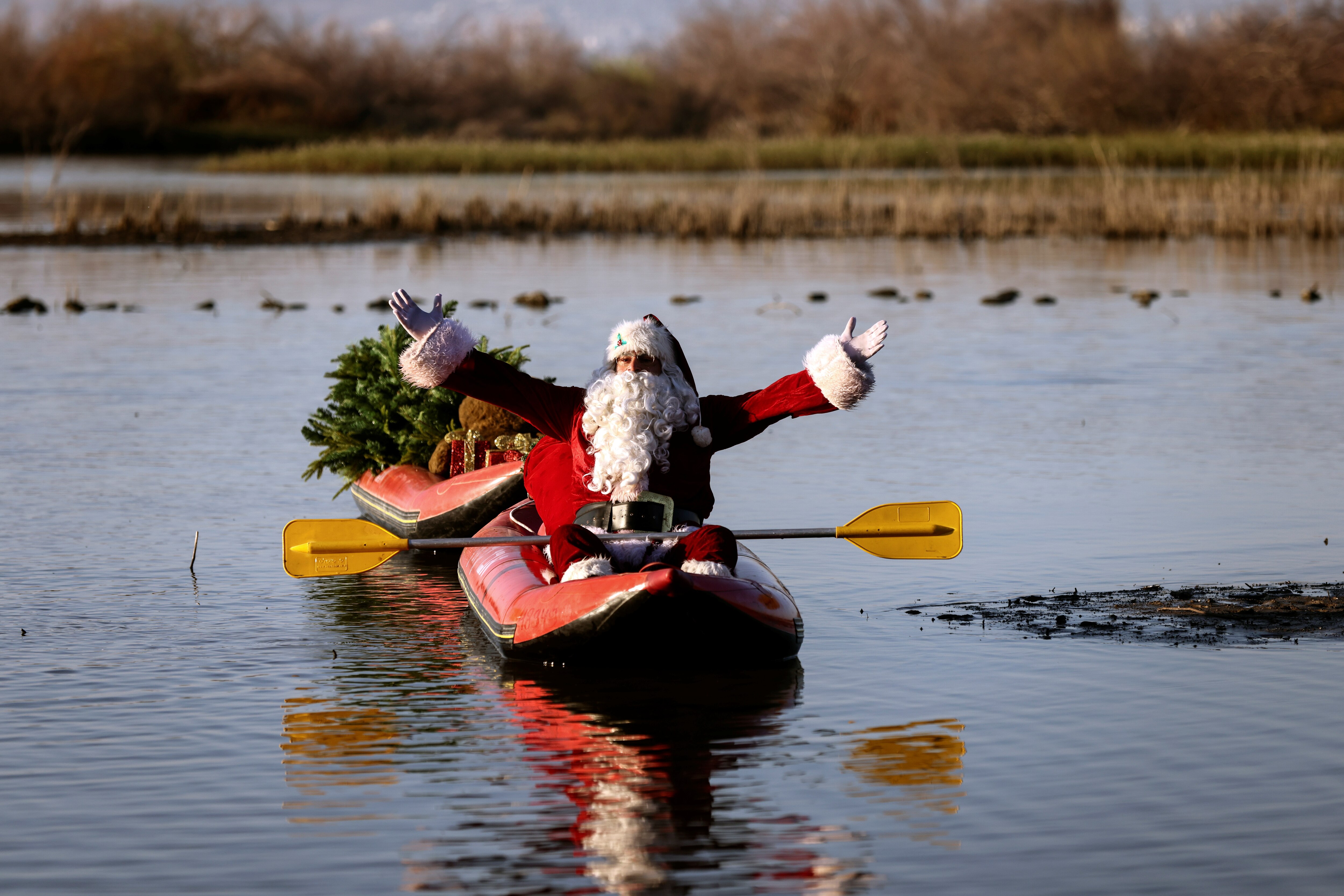 Santa on the sea: Christmas cheer in Jerusalem as gifts arrive early ...
