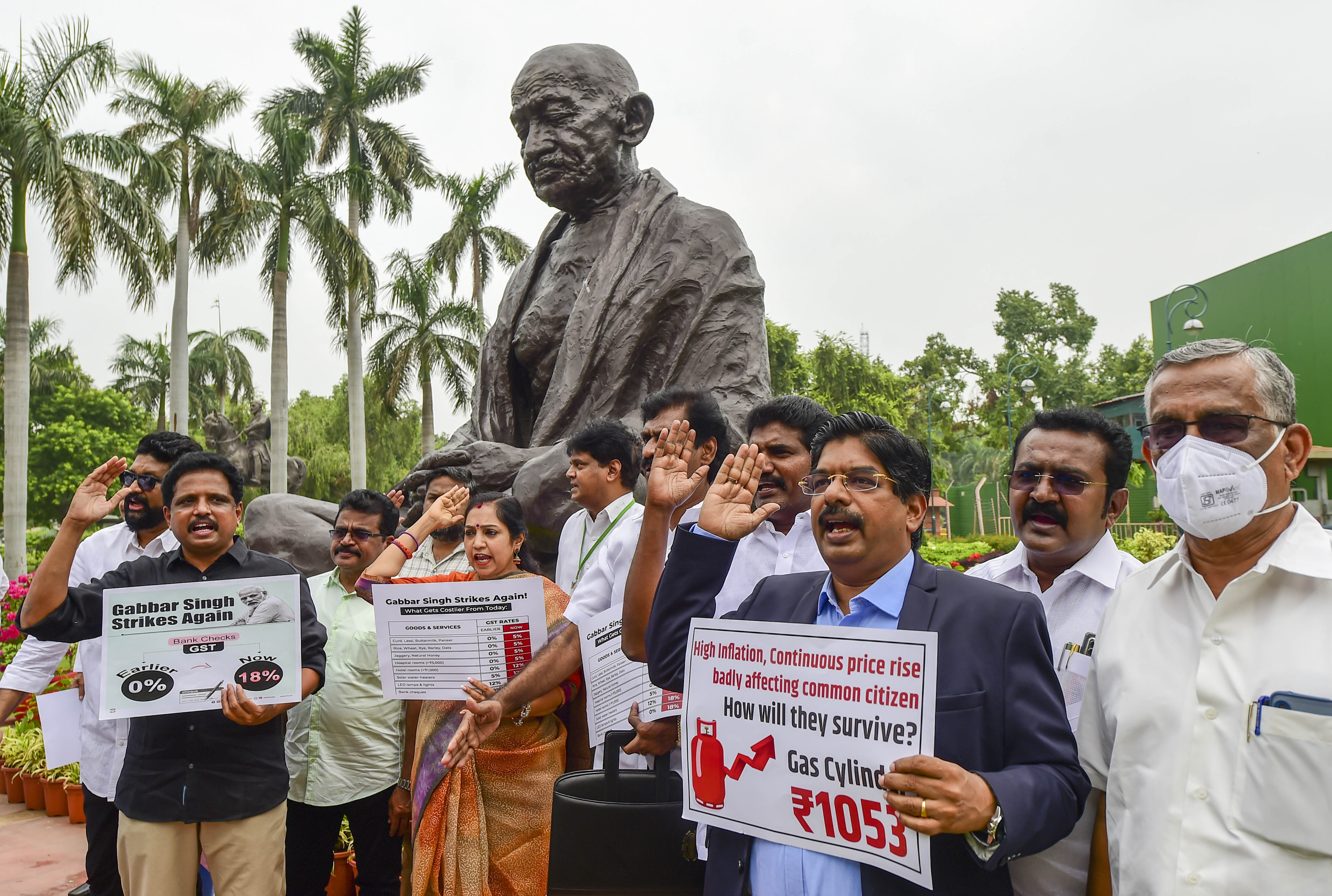 Opposition continues protest against inflation, GST hike in Parliament ...