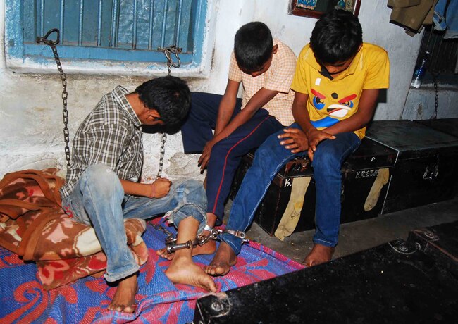 Chained to a window grill with hardly any food... for four days these ...