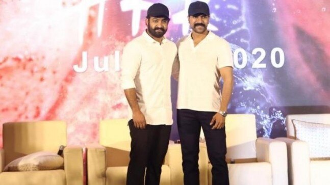 Jr NTR and Ram Charan enjoy a bike ride on RRR sets. Watch viral video ...