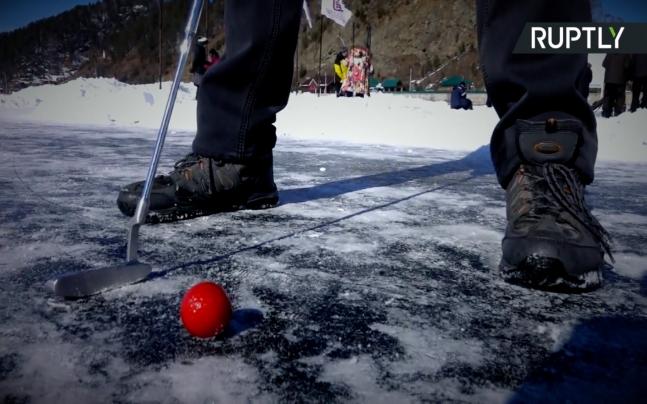 Golfers Tee Off On Frozen Lake Baikal for Ice Golf Competition - India ...