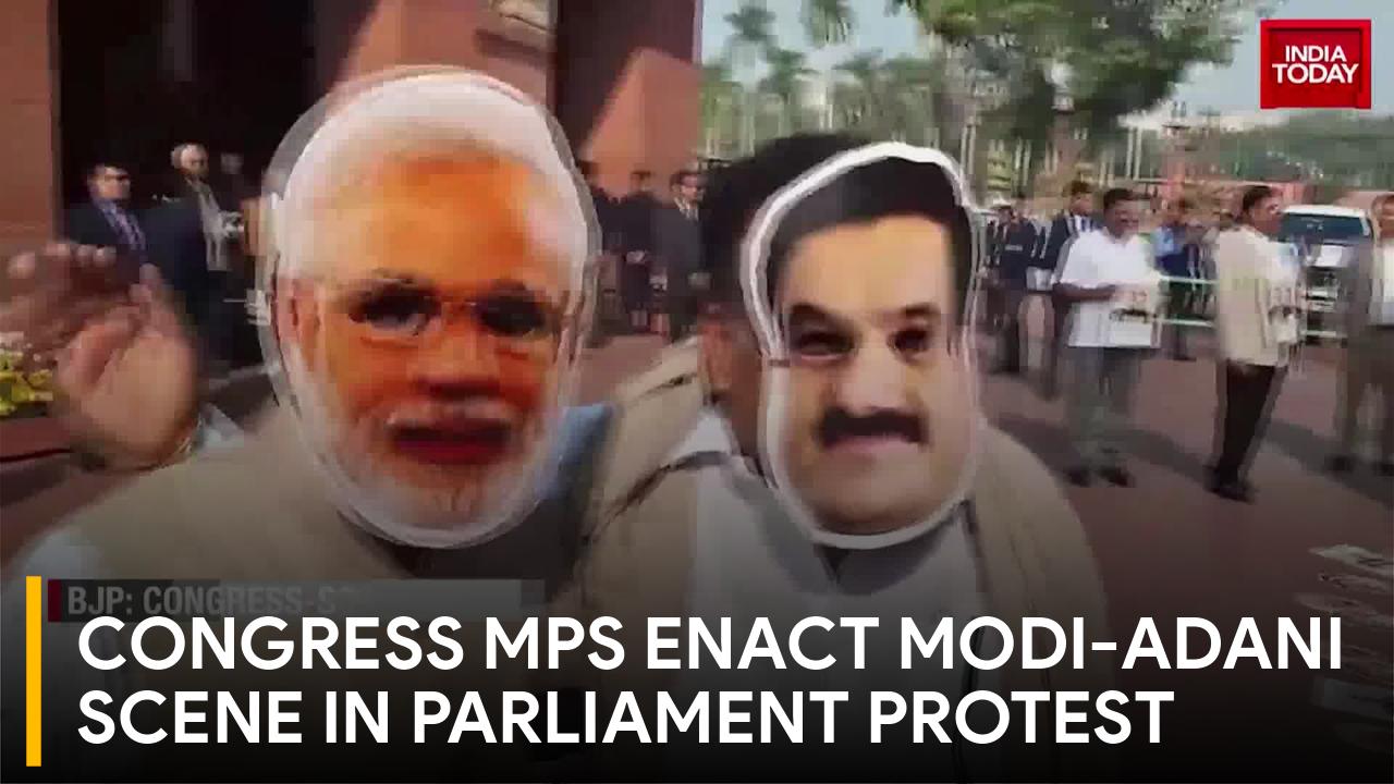Congress MPs Enact Modi-Adani Scene in Parliament Protest - India Today