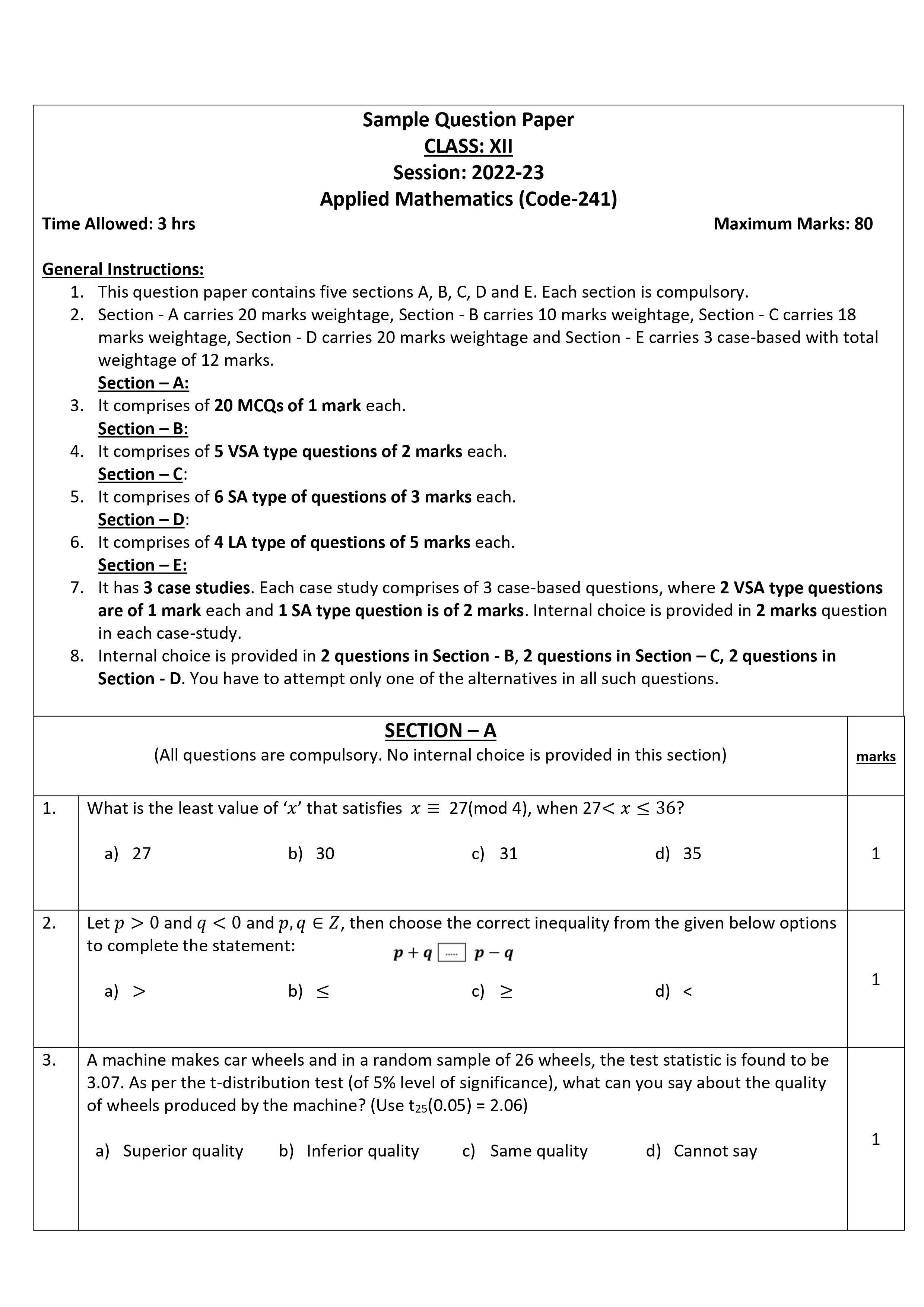CBSE 12th Maths Sample Papers 12 11 CBSE 12th Maths Sample Papers 12 11
