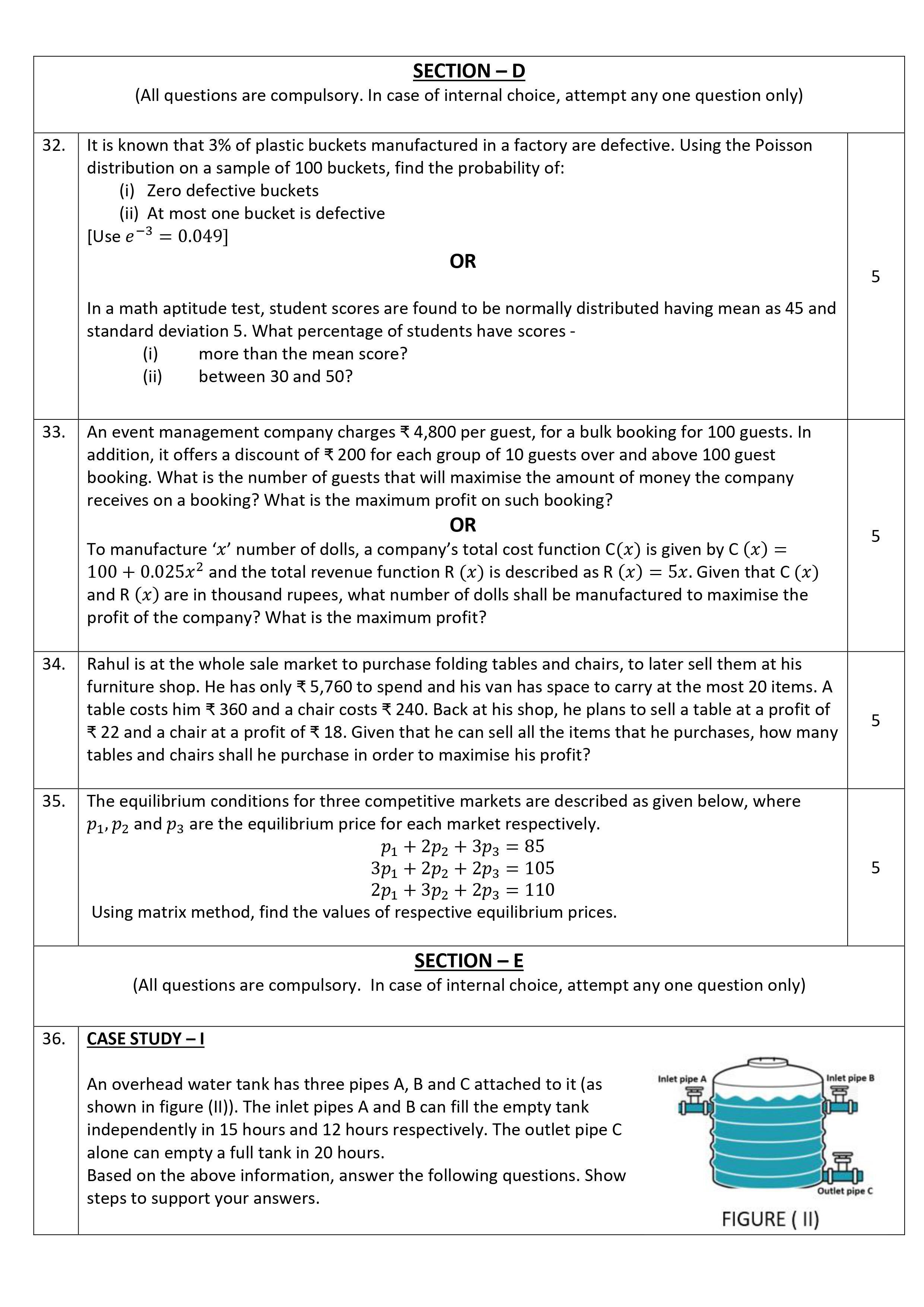 CBSE Class 12th Applied Mathematics Sample Paper With Solutions Solve CBSE Class 12th Applied Mathematics Sample Paper With Solutions Solve