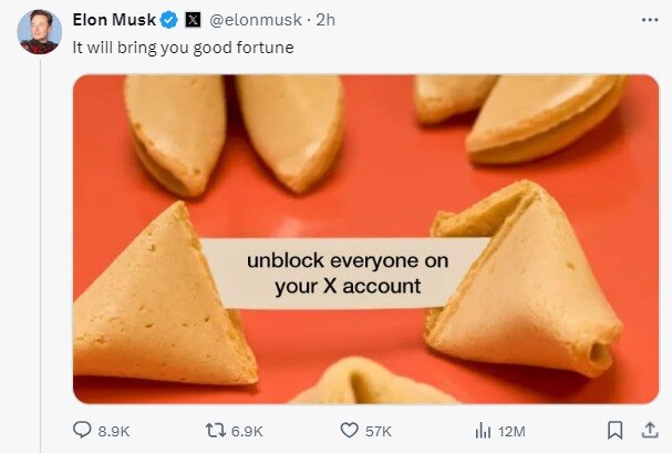 Elon Musk shares pic of fortune cookie with a message to help you get ...