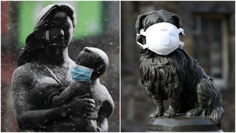 Coronavirus outbreak: Statues around the world wear face masks and ...