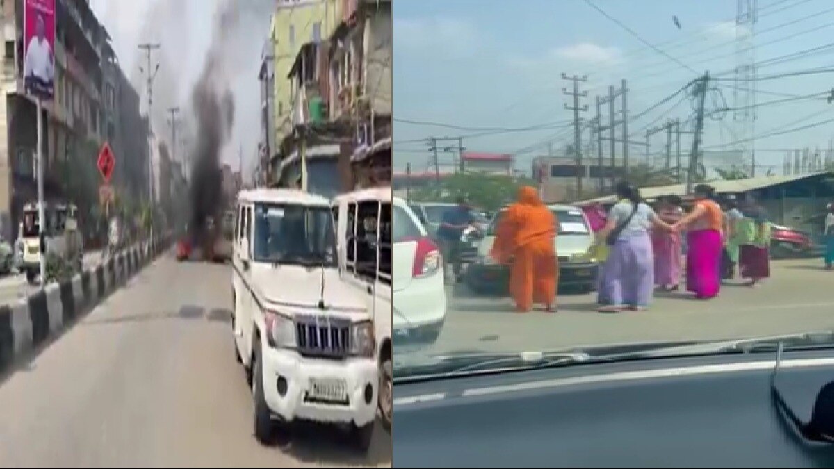 Manipur Womenfolk Block Roads Obstruct Vehicles From Heading Towards