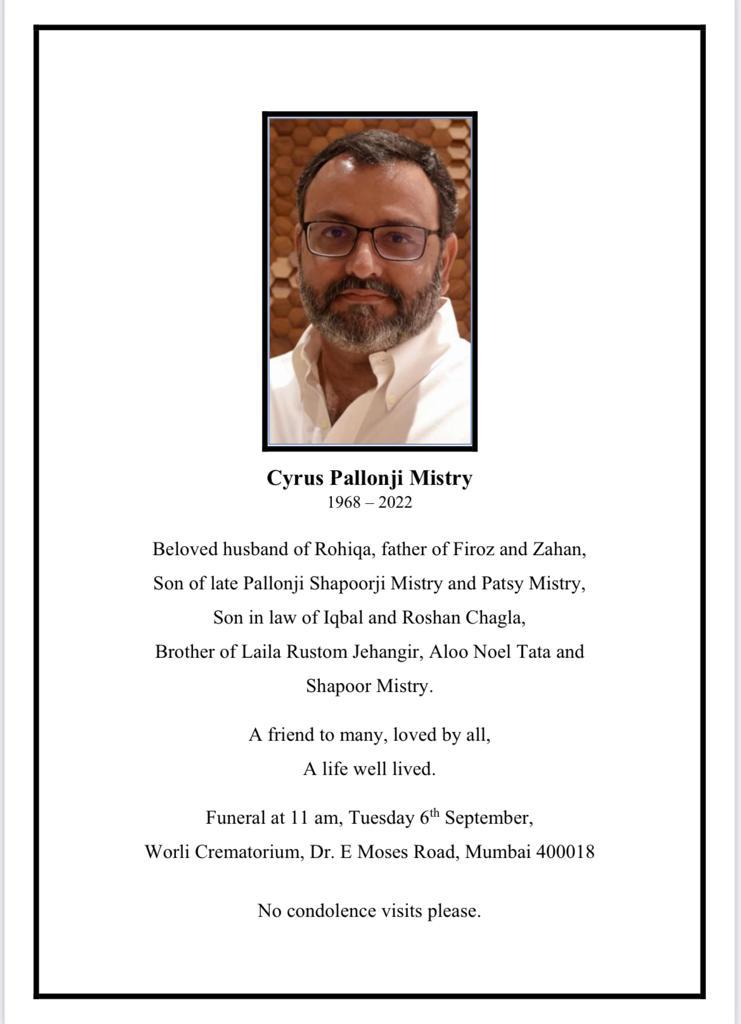 Cyrus Mistry dies at 54: The business tycoon who headed Tata Sons and ...