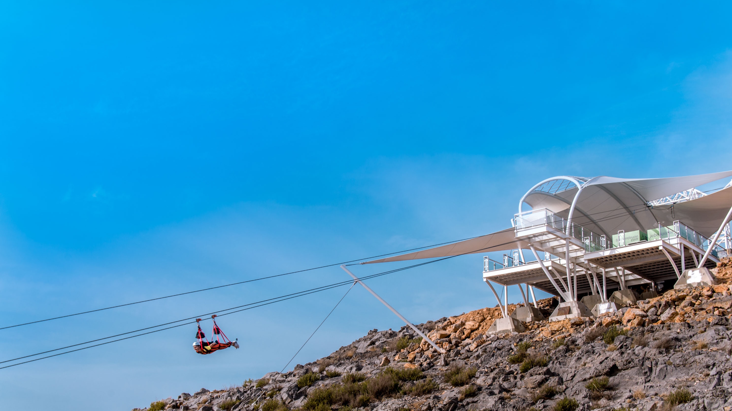Ziplining down rocky Ras Al Khaimah