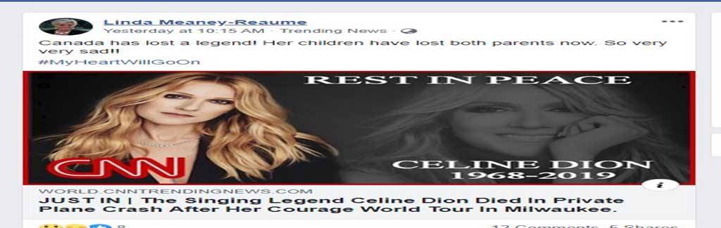 ফ্যাক্ট চেক: সিলিন ডিওনের মারা যাওয়ার খবরটি সম্পূর্ণ ভুয়ো