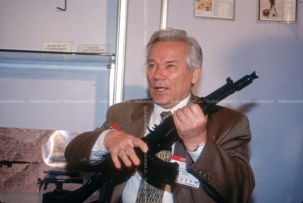 Buy General Mikhail Kalashnikov looking at the Rifle Pictures, Images ...