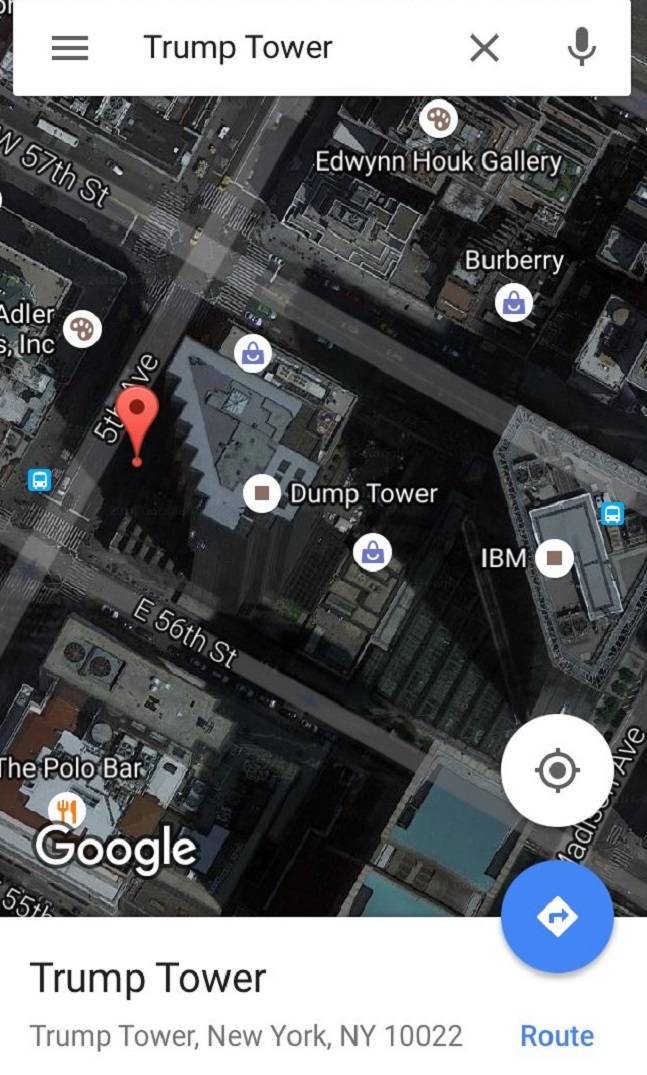 Donald Trump's Trump Tower turns into Dump Tower on Google Maps - India ...
