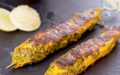Kasundi Fish Satay With Green Tomato