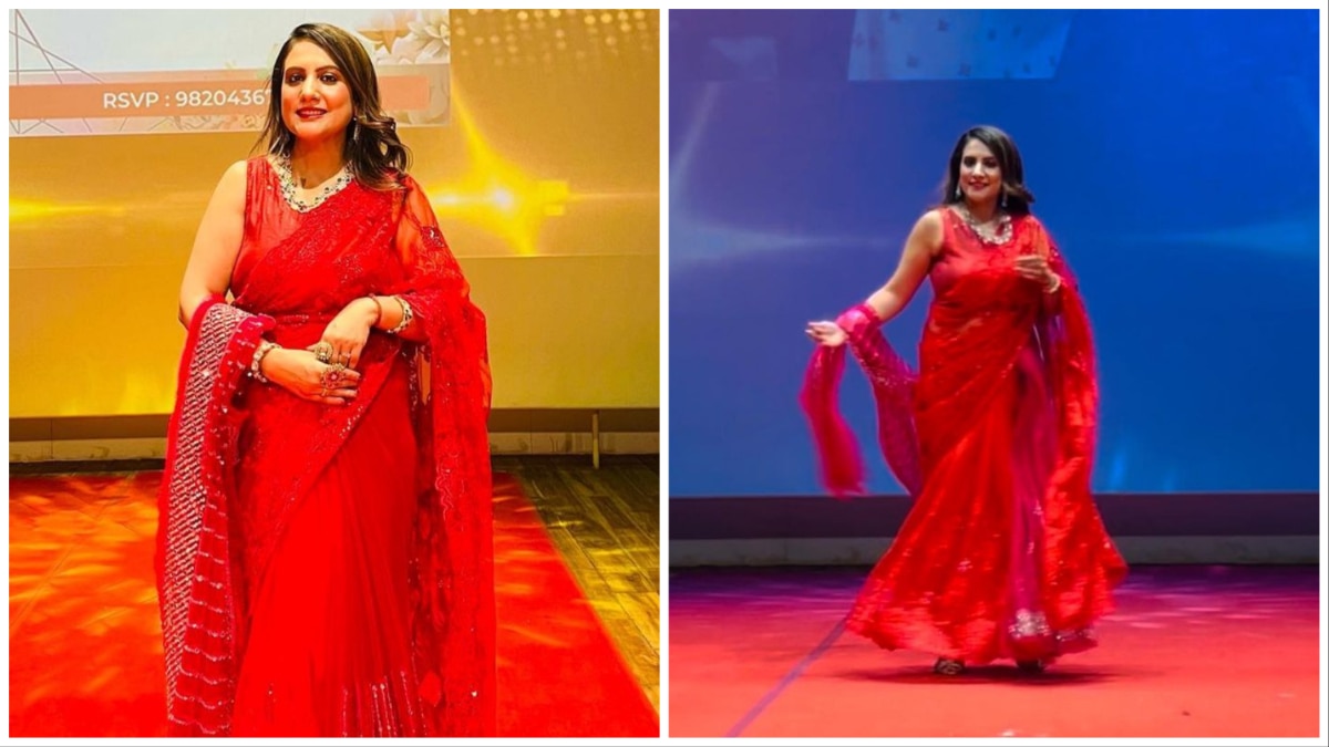 IAS ने किया रैंप वॉक, लाल डबल लेयर साड़ी में लगीं बेहद खूबसूरत - Ias ...