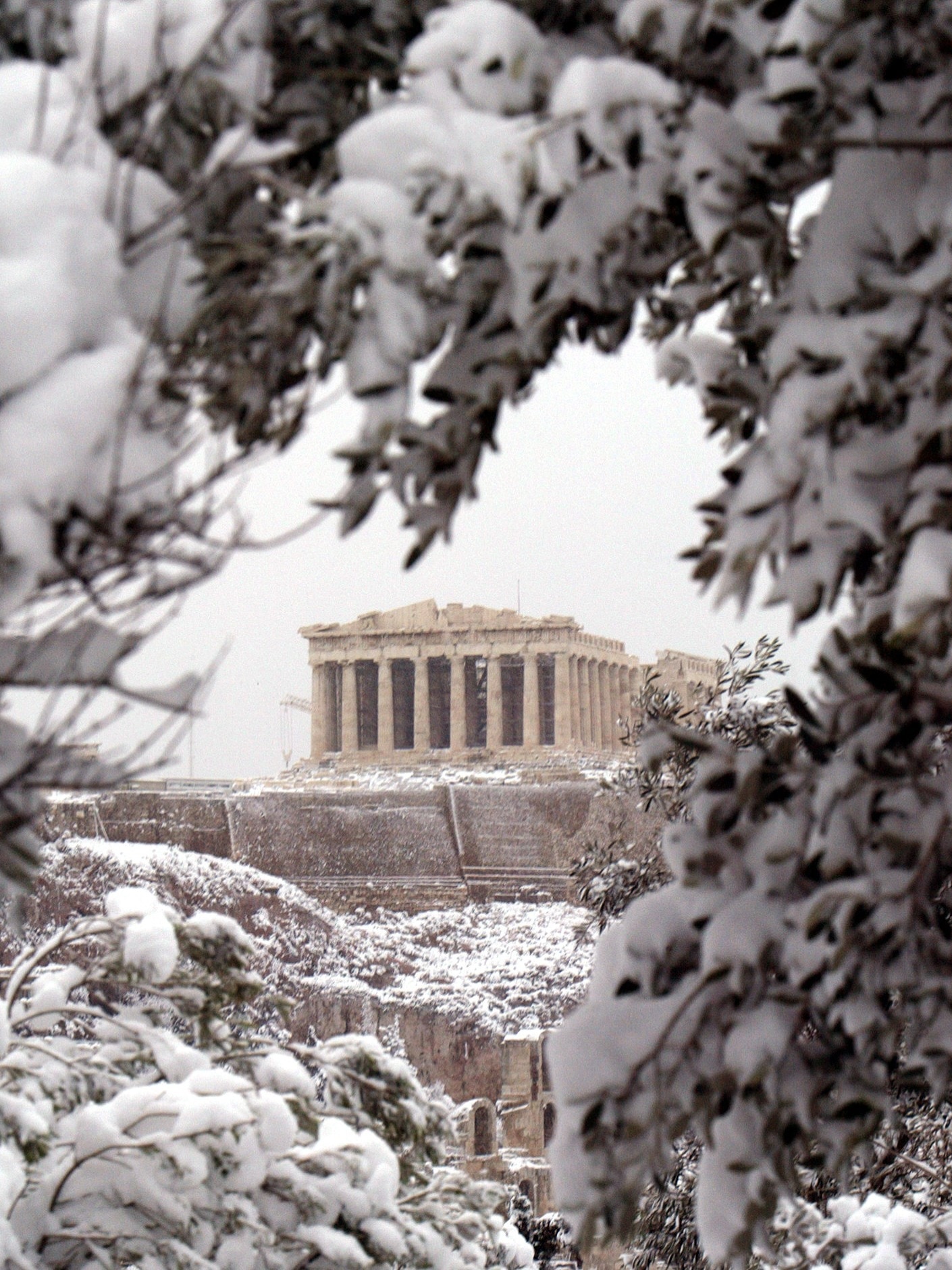 Snowfall In Gorgeous Greece