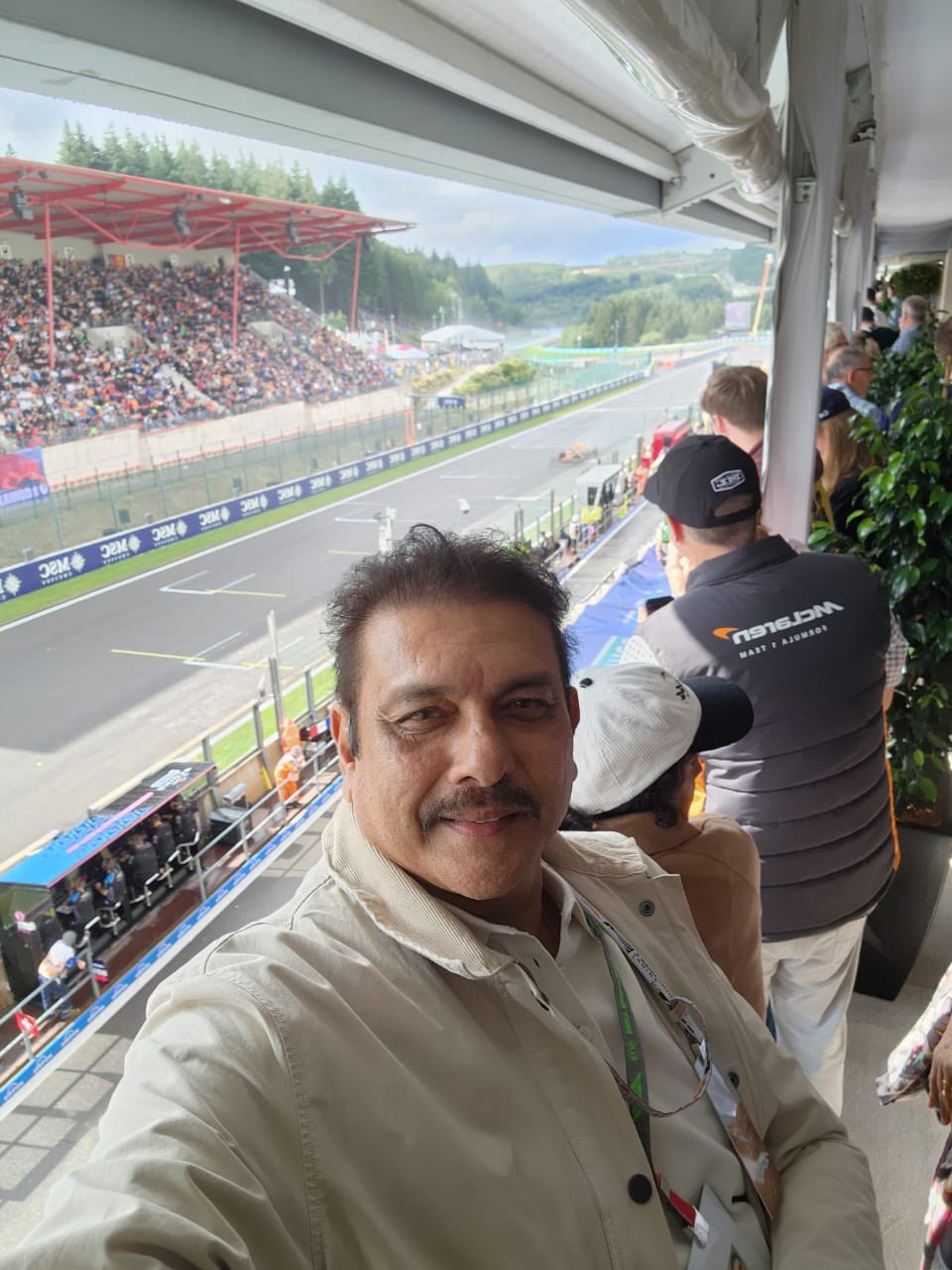 Ravi Shastri attends Formula 1 in Belgium